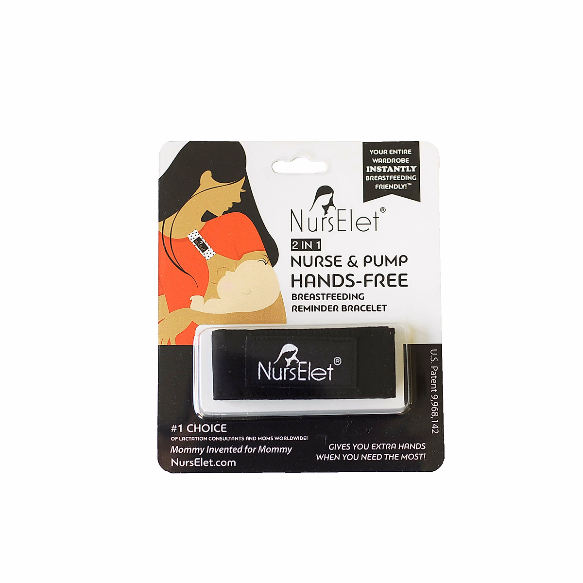 NursElet Nursing Bracelet, Hands-Free Shirt Holder Becomes Your Reminder Bracelet, Multifunctional, Pumping Mom Essential, Breastfeeding Helper, Must Have Baby Product