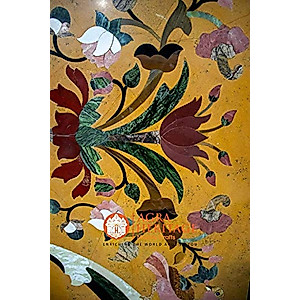 Black Marble Dining Outdoor Table Top Marquetry Inlay Handicraft Design Living Restaurant Decor | 60"x36" Inches