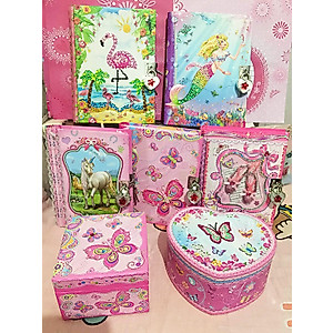 DUDUBUY Flamingo Diary and Journal Set Stationary for Writing Drawing Kids Diaries with Lock Keys Flamingo Gifts For Girls Ages 5 6 7 8 9 10 Arts and Crafts for Kids