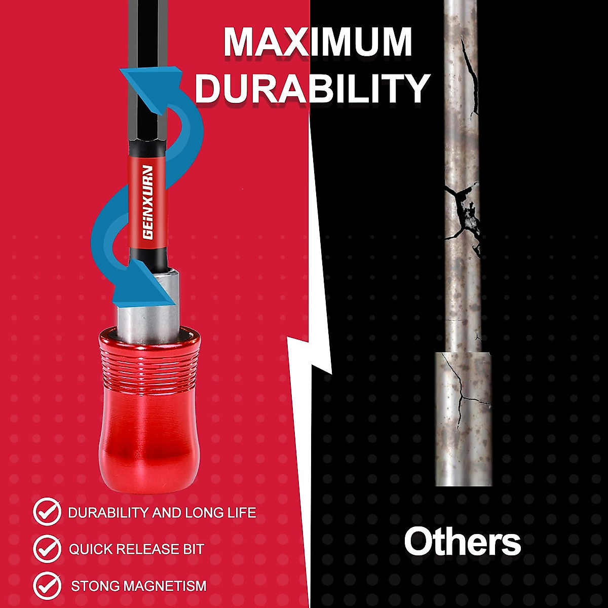 Geinxurn 12” Impact Screwdriver Bit Holders, 3PCS Magnetic Extension Quick-Change Socket Drill Bit Holder Cr-V SteelHex Shank Quick Release Drill Bit Guide