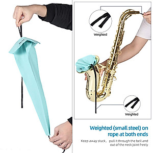 Imelod Saxophone Cleaning kit with Case for Alto Tenor Clarinet Flute and other Wind & Woodwind Struments Including Sax Cleaning Cloth(4pcs),Mouthpiece Brush(Light Blue)