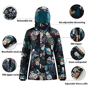 GSOU SNOW Women Ski Jacket Snow Coat Waterproof Windproof Snowboarding Jacket Coat Insulated Warm Winter