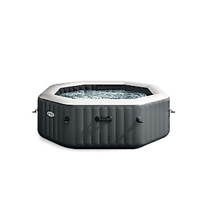 INTEX 28437EP PureSpa Bubble Deluxe Spa Set: Includes Energy Efficient Spa Cover – 140 Bubble Jets – Octagonal Design – 6 Person Capacity – 83" x 83" x 28"