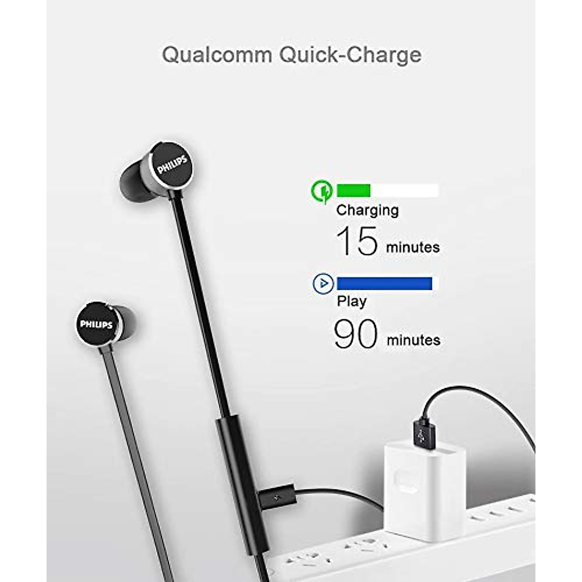 Philips Audio Bluetooth in Ear Headphones UN102BK/00 Wireless in Ears (Bluetooth, 6mm Driver, Fast Charging, Noise Isolation) Black