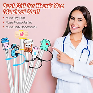 Dripykiaa 20pcs Straw Cover Nurse Straw Covers Medical Silicone Straw Tips Reusable Drinking Straw Cap Lids Cap Dust-proof Straw Plug for 6-8 mm (0.24-0.31 Inch) Straw Gifts for Nurse Doctor