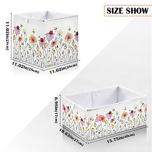 xigua Wildflowers Cube Storage Bin Large Collapsible Storage Box Canvas Storage Basket for Home,Office,Books,Nursery,Kid's Toys,Closet