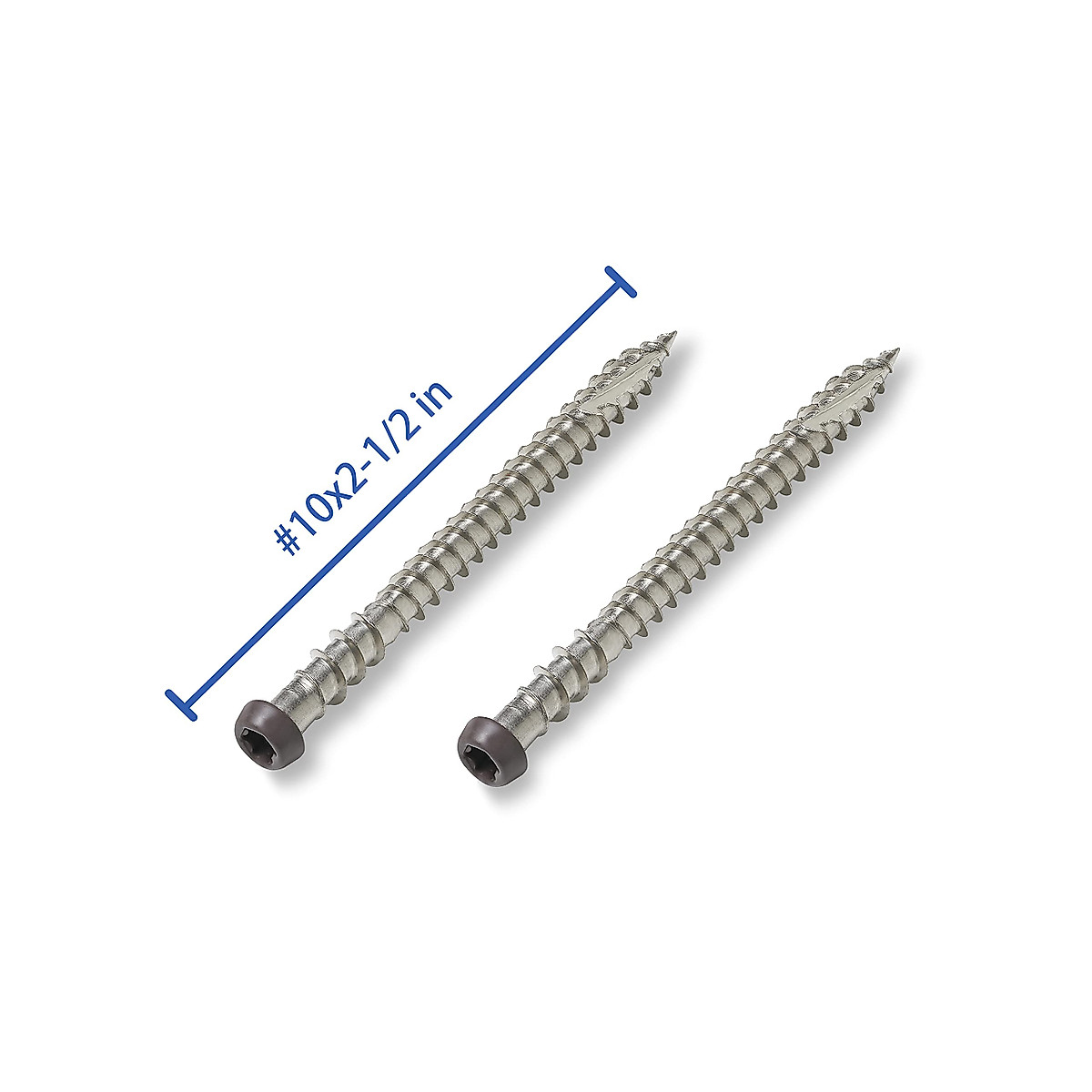 YYL,Composite Decking Stainless Steel Wood Screw, #10x2-1/2,Star Drive,Torx 20, Type 17 Slot Point,Wood Screw,1 Free Bit Included (#10x2-1/2, Dark Brown, 350)