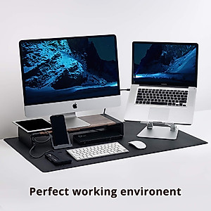 SIIG Computer Monitor and Laptop Stand Riser with USB Ports Width Adjustable on Both Sides - Support up to 55lbs (CE-MT2Q12-S1)