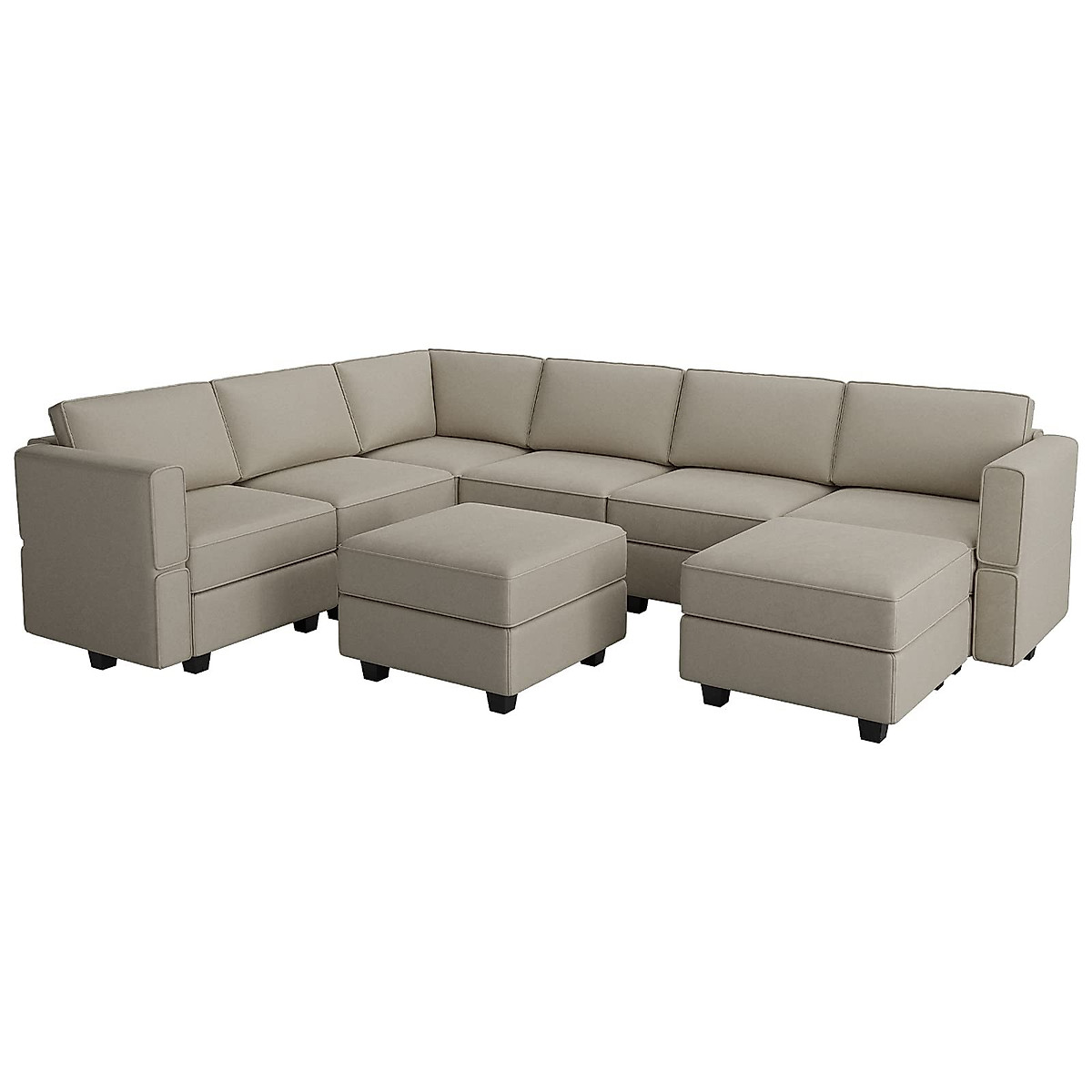 Belffin Modular Sectional Sofa with Storage Seat Oversized U Shaped Couch with Reversible Chaise Sofa Set with Ottoman Velvet Grey