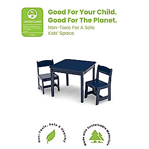 Delta Children MySize Kids Wood Table and Chair Set (2 Chairs Included) - Ideal for Arts & Crafts, Snack Time, Homeschooling, Homework & More - Greenguard Gold Certified, Deep Blue