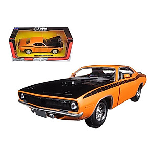 New Ray 71875 1970 Plymouth Cuda Orange with Black 1/24 Diecast Model Car