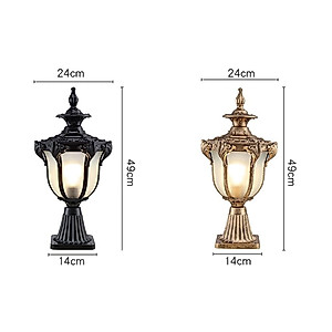 MODEBHD Waterproof European Victoria Decoration Glass Lantern Outdoor Pillar Lamp Column Light Table Lamp Lawn Garden Lights Aluminum Street Post Light Courtyard Garden Terrace E27 Pillar Lights