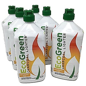 EcoGreen Natural Charcoal Starter Lighter Fluid, Petroleum Free BBQ Fire Starter and Grill Starter for Charcoal Grills, 100% Natural Charcoal Lighter Fluid (6 Pack)