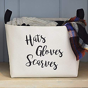 Hats Gloves Scarves Canvas Storage Basket, Winter Accessories Organizer