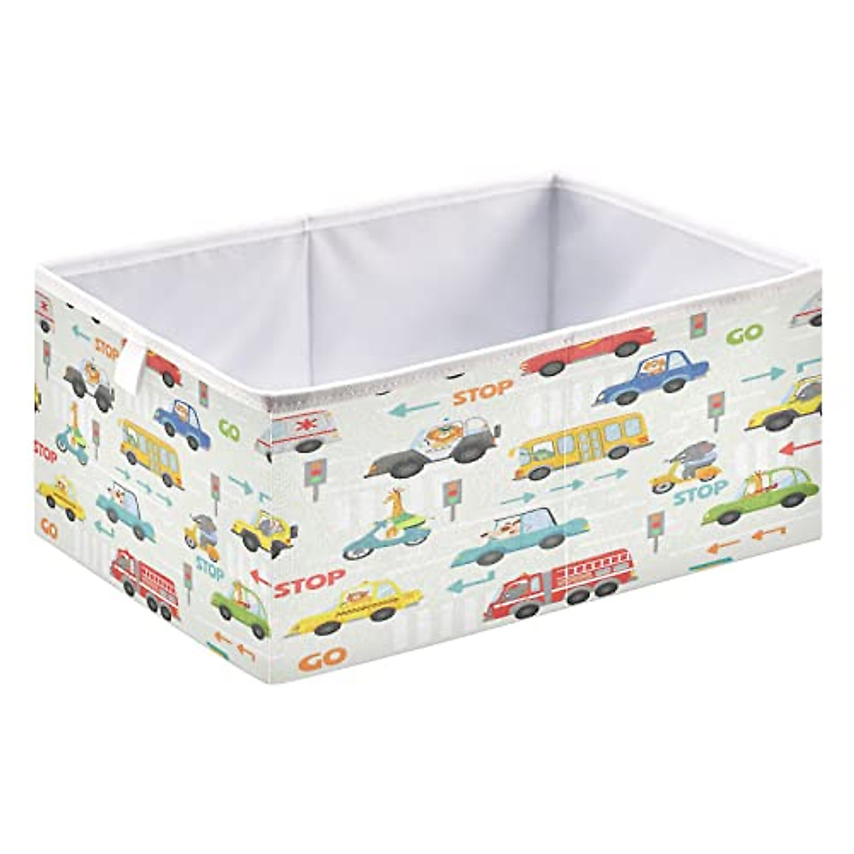 Kigai Cartoon Cars Cube Storage Bin, 11x11x11 in Collapsible Fabric Storage Cubes Organizer Portable Storage Baskets for Shelves, Closets, Laundry, Nursery, Home Decor