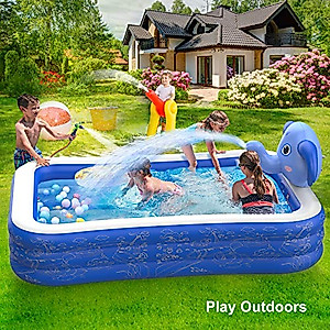 Hamdol Inflatable Swimming Pool, Kiddie Pool with Sprinkler, 99" X 72" X 22" Full-Sized Family Blow up Pool for Kids Toddlers Adults, Lounge Above Ground Pool for Backyard Indoor Outdoor for Age 3+
