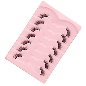 Gmagictobo False Eyelashes Fluffy Half Lashes Natural Look Cat Eye Lashes Pack False Lashes Extensions Fake Eyelashes 7 Pairs Multipack