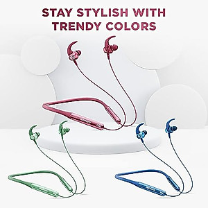 GIZMORE Giz Mn227 Bang Bluetooth Wireless 5.2 in Ear Neckband, Up to 40 Hrs Playtime, Dual Pairing, Touch Controls, Magnetic Smart Buds, Fast Caharge Neckband (Pink)