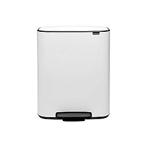 Brabantia Bo Step On Pedal Trash Can, 1 Inner Bucket (16 Gal), White
