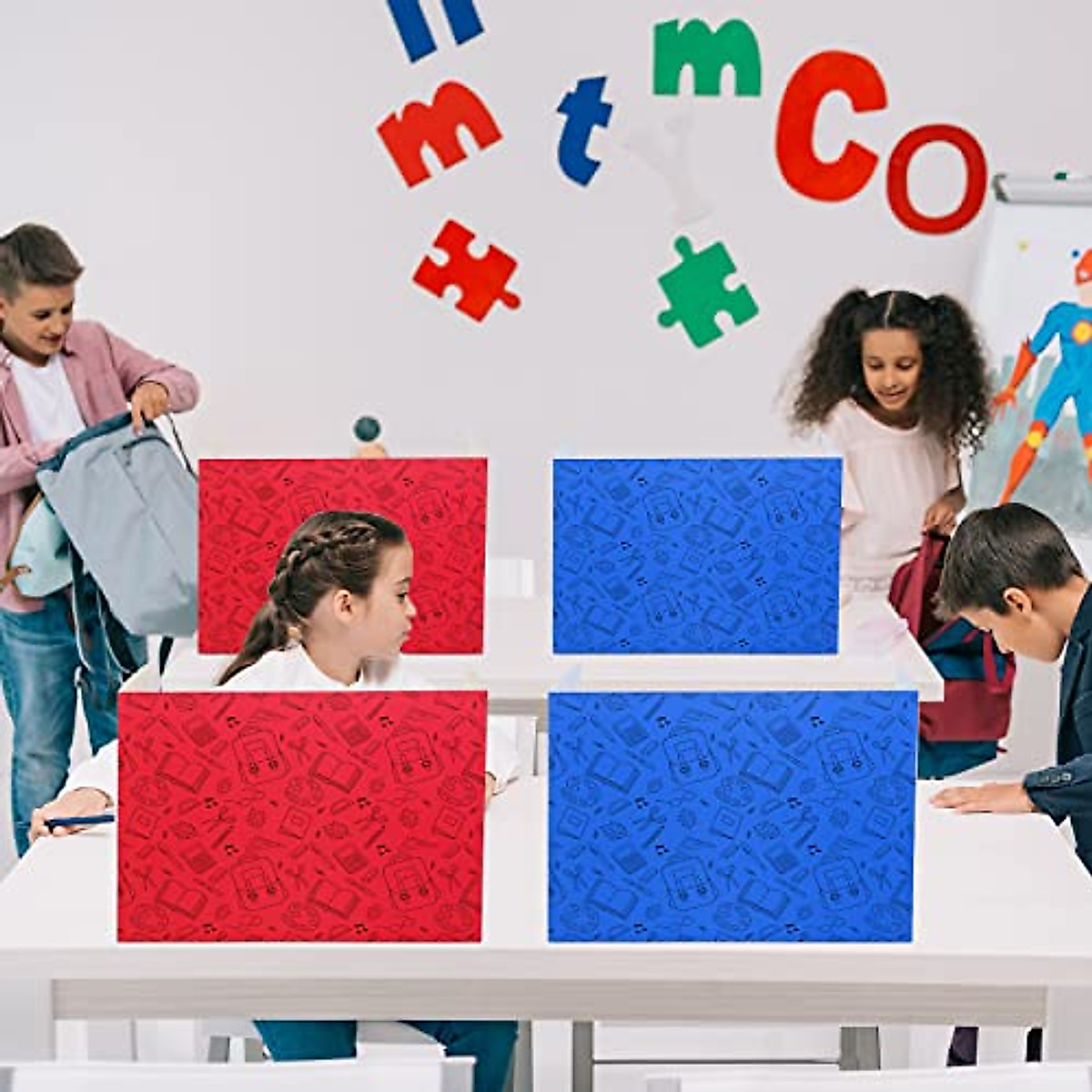 Crtiin 24 Pcs Privacy Boards Desk Privacy Folders Standard Privacy Board School Privacy Cardboard Board Desk Dividers for Student Desks Reduces Distractions Keep Eyes from Wandering (Cute)