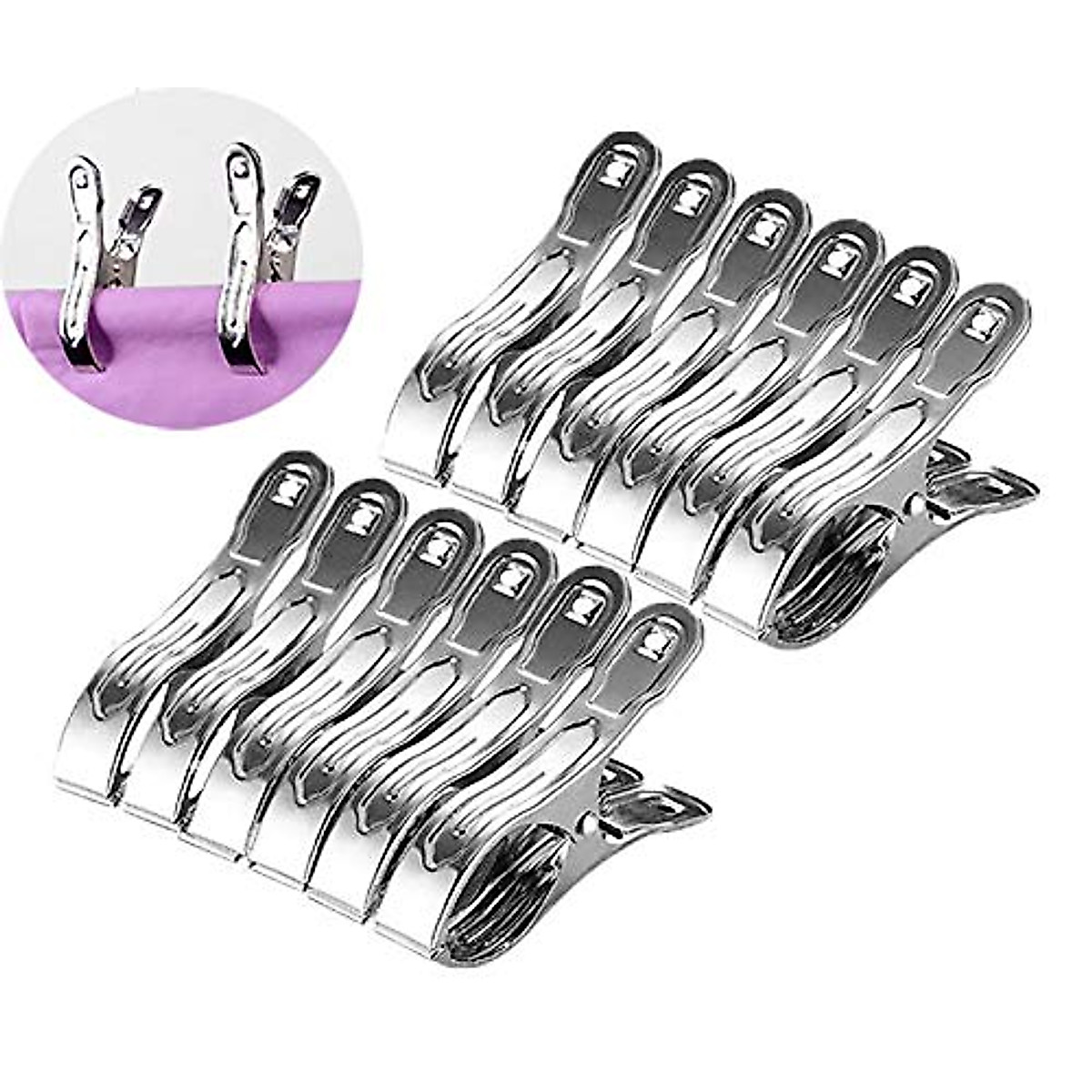Pealeep 12 Pack Stainless Steel Clothespins,4.7 Inch Beach TowelClips,About Ground Pool Cover Clamps for Cruise,Boat,Blanket,Quilt,Lounge