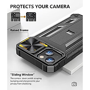 SOiOS for iPhone 13 Mini & 12 Mini Rugged Case: with Kickstand & Slide 13mini 12mini Protective Cell Phone Cover Military Grade Drop Protection Durable Tough Hard | Shockproof Textured Bumper- Black