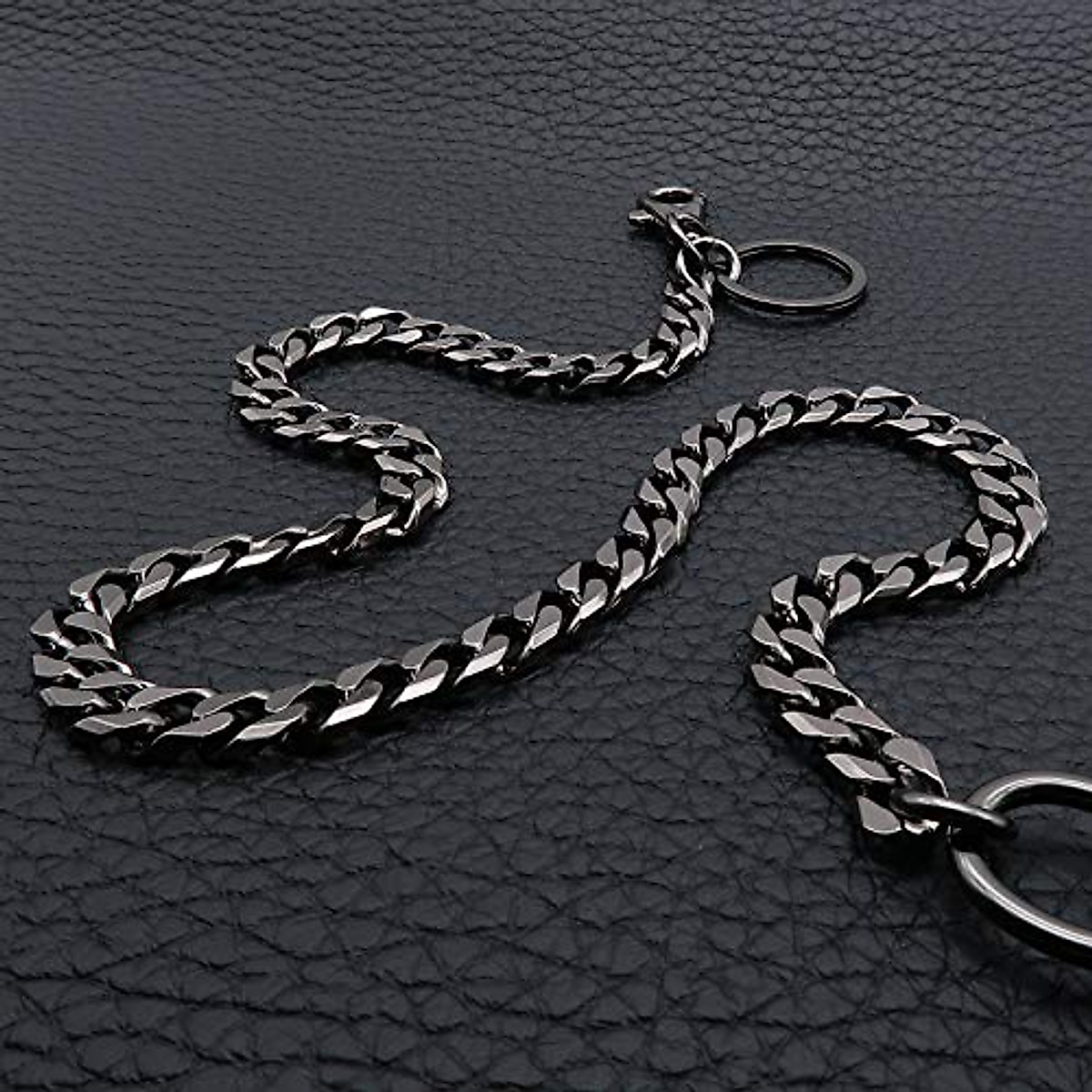 newtro Wallet Chain Men Women Boy Girl, Biker Motorcycle Pants Jean Punk Long Key Chain Ring Holder Black 17" (D06BK17)