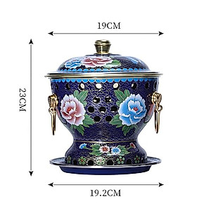 VIDECOR Chafing Dishes Single Person Small Copper Pot Old Beijing Small Fat Cow Hot Pot Chinese Traditional Cloisonne Hot Pot Commercial Alcohol Shares Red Copper Hot Pot,F