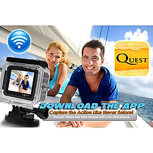 Sound Around Gear Pro Quest Wi-Fi Action Cam, Full HD Hi-Resolution 1080p Video, 16 Mega Pixel Camera, 2.0'' LCD Display, Wireless Remote, Free Downloadable App, Waterproof Case, Black, (GDV995BK)