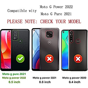 AYMECL for Moto G Pure Phone Case, Moto G Power 2022 Case with Nano Explosion-Proof Film[2 Pack], Military Grade Dual-Layer Heavy Duty Protection Case for Moto G Pure 2021-Pink/Rose Red