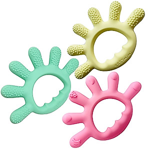 BABYmimi Silicone Teether - Finger-Shaped Organic Baby Teether Toys to Chew On - for Teething Relief, Babies - Pastel-Colored Fruit Design, Rising Dots - Food-Grade Material - BPA Free