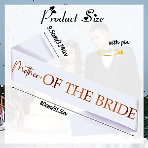 Generic 2 Pcs Mother of the Bride and Groom Sashes with Rose Gold Foil, White Bachelorette Party Sash for Bridal Shower Engagement Supplies Gifts Wedding Accessories, ZY-005MotherBG2Sash
