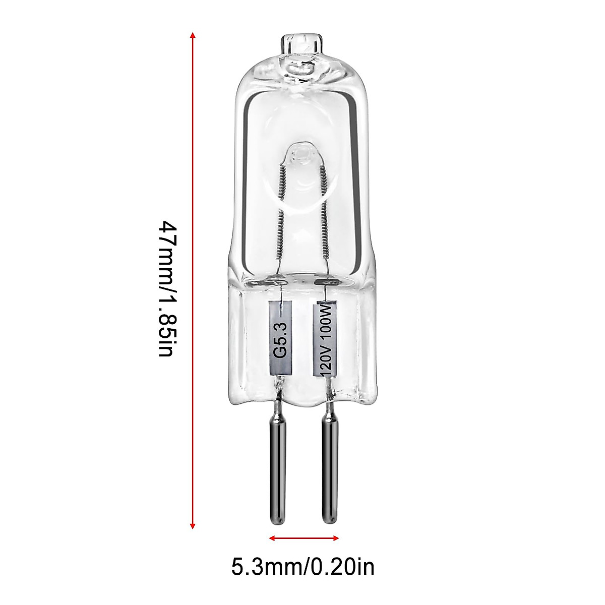 LedWekei G5.3 Halogen Bulbs,120v 100w Bulb Mini Spotlight Bulbs 2 Pin Clear Capsule Lamp Bulb,Dimmable 2700K Warm White Light Bulbs (12 Pack)