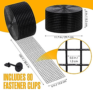 Solar Screens, Critter Guard, Screen Fence, 6in X 100ft, 1/2" Mesh, 80 Included Fastener Clips, Pigeon Deterrent, Panel Bird Proofing, Wire Squirrel Barrier Roll, Pest Exclusion Kit | Houseables