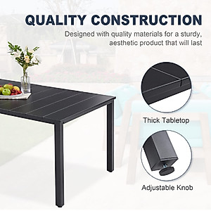 VICLLAX Outdoor Dining Table for 6, 63 Inch Rectangle Patio Dining Table for Outside Patio Furniture Deck Lawn Garden, Black