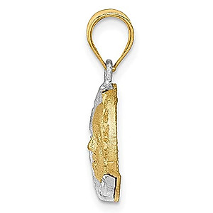 IceCarats 14K Two Tone Gold Sun Crescent Moon Necklace Charm Pendant Celestial Jewelry 21mm x 14mm Only