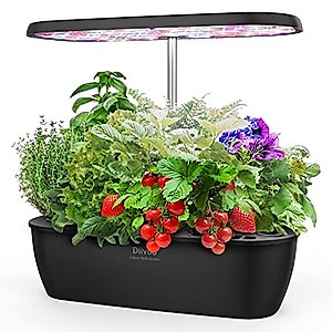 Diivoo Indoor Herb Garden, 12 Pods Hydroponics Growing System with Grow Light, Smart Garden Planter for Family Home Kitchen, Automatic Cycle Timer Germination Kit, Height Adjustable