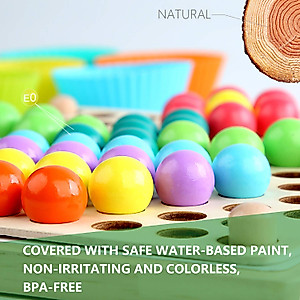 EGGFINE 5 in 1 Sorting Stacking Color Toys with Maths Counting, Montessori Toys for Preschool Math Educational, Wooden Peg Board Beads Game,Toddler Matching Games