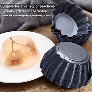 Amytalk 12 Packs Egg Tart Mold, Upgrade Bigger Size 3 x 0.9inch, Cupcake Cake Muffin Mold Tin Pan Baking Tool, Carbon Steel