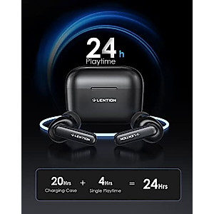 LENTION T2 Hybrid Active Noise Cancelling True Wireless Earbuds, in-Ear Bluetooth Headphones, Immersive Sound Premium Deep Bass Black Bluetooth Earbuds, IPX4 Waterproof Bluetooth 5.1 Earphones