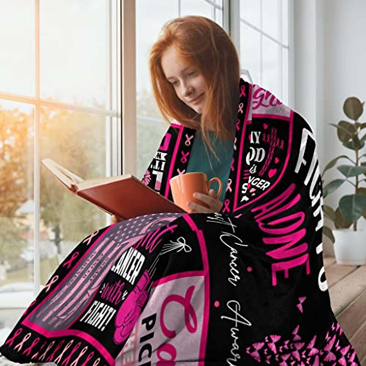 Breast Cancer Awareness Accessories Breast Cancer Gifts for Women Breast Cancer Survivor Gifts for Women Mothers Day Chemo Gifts for Women Breast Cancer Awareness Decorations Blanket 60x50 Inch