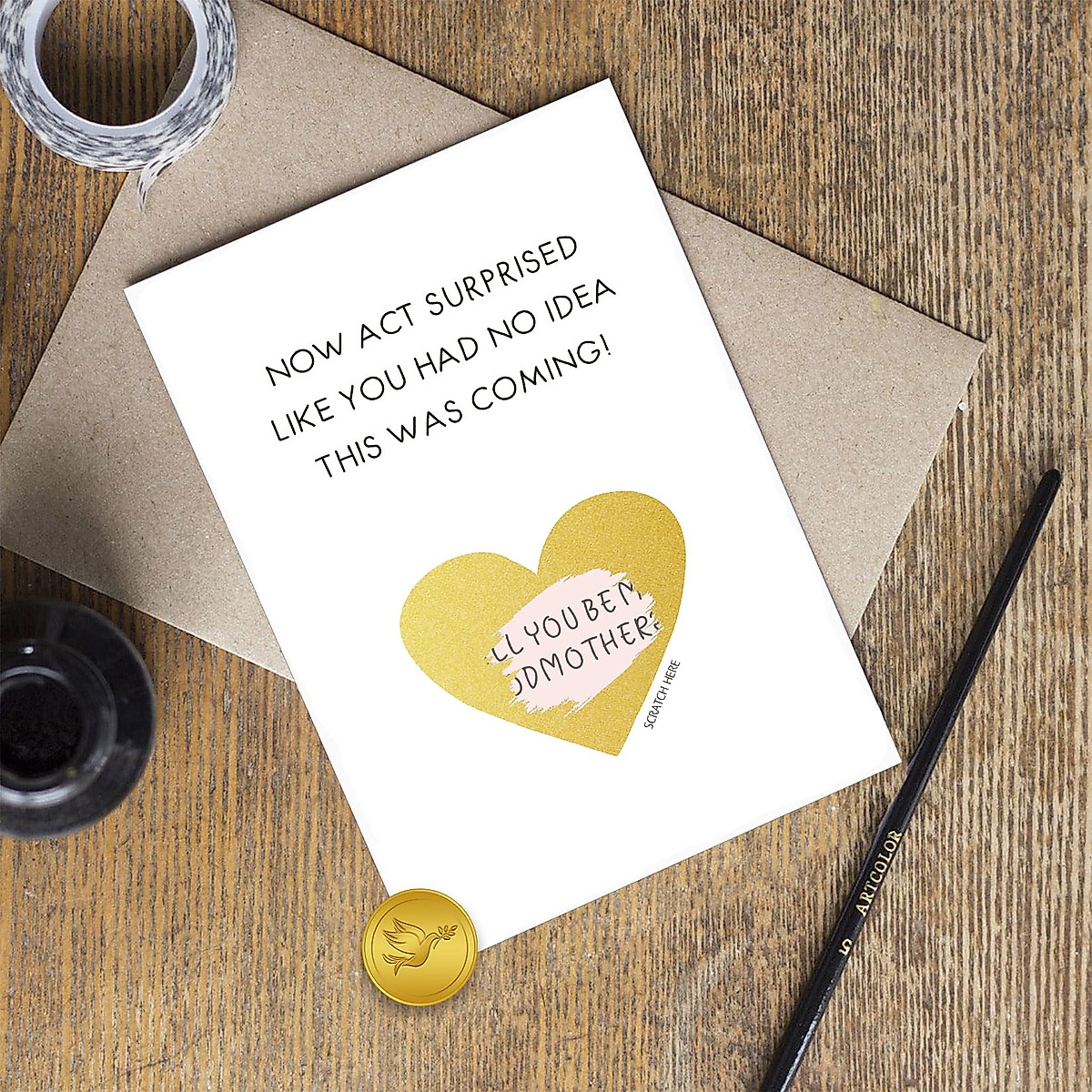 Funny Godmother Proposal Scratch Off Card, Scratch Off Will You Be My Godmother Card, Now Act Surprised Godmother Request