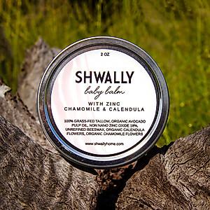 Shwally Tallow & Calendula Baby Bootie, Lip and Nipple Balms, The Ultimate Paleo Skin Protector - 100% Grass Fed Tallow, Calendula Flowers and Protective Beeswax, Pregnancy and Nursing Safe, Unscented (Zinc Oxide + Chamomile - Not Scented)