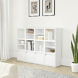 Way Basics Eco Stackable Connect Storage Cube Cubby Organizer with Door (Tool-Free Assembly and Uniquely Crafted from Sustainable Non Toxic zBoard Paperboard) White