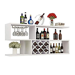 Wine Rack Wall-Mounted Wine Cabinet Living Room Hanging Rack Bar Decoration Rack (Color : White, Size : 120 * 69.8 * 24cm)