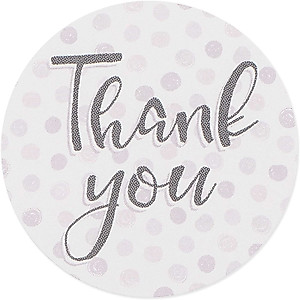 Pink Thank You Sticker Roll, Round Labels (1.5 Inches, 1000 Pack)