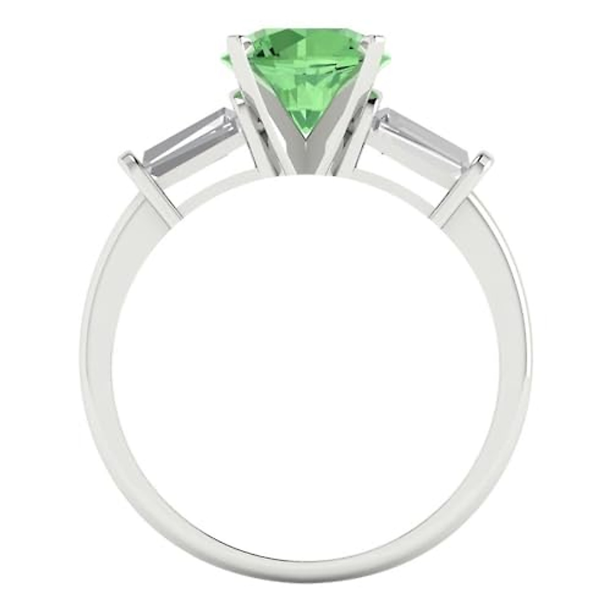 Clara Pucci 2.0 ct Round Cut 3 stone Solitaire Green Simulated Diamond Engagement Promise Anniversary Bridal Ring 18K White Gold 6.75