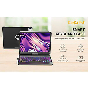 GGH Touch iPad Keyboard Case Air 13 (M2) 2024 &12.9 iPad Pro (4th, 3rd Gen),360°Rotatable Protective Cover Multi-Touch Trackpad Keyboard Case with Pencil Holder