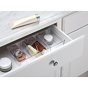 iDesign Clarity Plastic Divided Organizer, Cosmetic Storage Container for Vanity, Bathroom, Kitchen Cabinets, 13.5" x 6" x 3", 3 Section