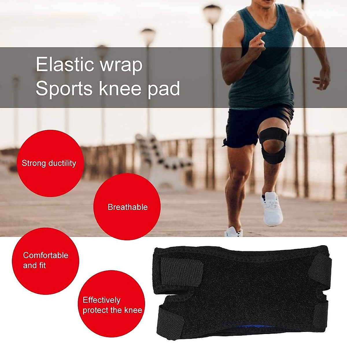 Dual Patella Knee Strap, Silicone Breathable Damping Knee Stabilizer Protector Wrap Sports Knee Pad Brace for Running Arthritis Jumper Tennis Injury Recovery